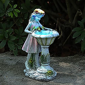 Voveexy Fairy Garden Statue, Solar Garden Angel Figurine Outdoor Decoration Waterproof Resin Garden Sculpture for Patio Yard Lawn Porch Art Decoration Ornament Housewarming Christmas Birthday Gift