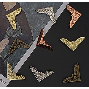 JSM 80-PCS Metal Book Corners, Corner Protector, Iron Decorative for Scrapbook Photo Album Diary Cover Menus Folder(Gold, Silver, Rose Gold, Antique Bronze)