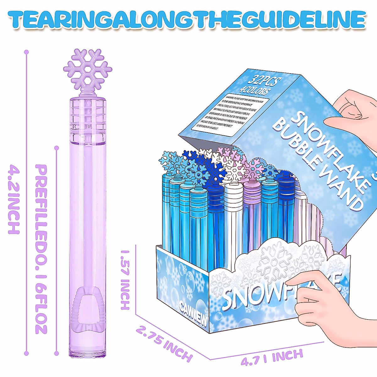 32 Pcs Frozen Bubble Wands Bulk For Kids, 4 Color Mini Snowflake Party Favors, Valentine's Day, Goodie Bag Stuffers, Classroom Exchange Prizes, Birthday Gifts, Pinata, Winter Themed Toy For Girls Boys