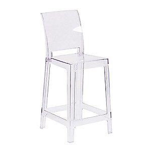 Flash Furniture Ghost Counter Stool with Square Back in Transparent Crystal