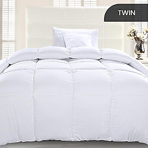 Utopia Bedding Comforter Duvet Insert - Quilted Comforter with Corner Tabs - Box Stitched Down Alternative Comforter (Twin, White)