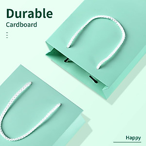 18 Pieces Teal Blue Party Favor Gift Bags Set 6 Pieces Teal Blue Merchandise Paper Gift Bags with Handles 6 Pieces Pearl Necklace 6 Pieces Retro Heart Sunglasses for Teal Blue Party Turquoise Party Favors