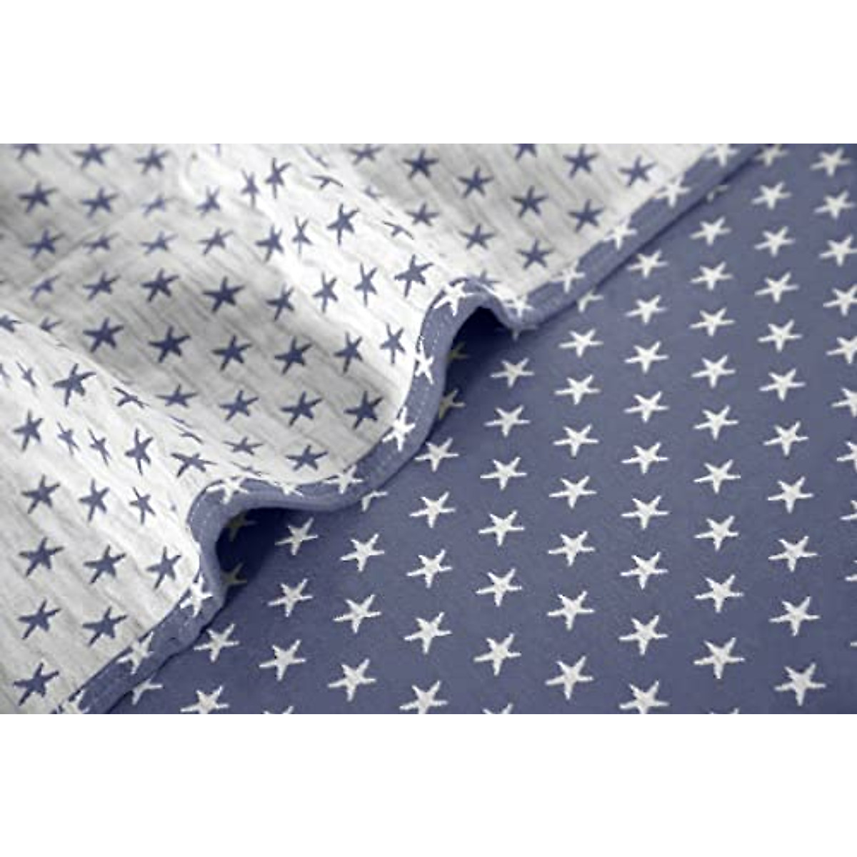 Sterling Creek Dawson Star Muslin Throw Blanket Three Layers Lightweight Breathable Cotton Gauzy Blanket for Adults, All Season (Throw, Blue)