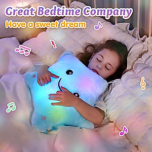 BSTAOFY 13‘’ Creative LED Musical Glow Twinkle Star Lullaby Light up Stuffed Animal Toys Soothe Kids Emotions Birthday Christmas for Toddlers Kids, Blue