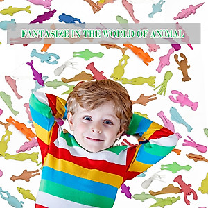 MIMIDOU 30 Pcs Finger Slingshot Animal Toy, Funny Stretchable Flick Rubber Animals, a Variety Simulation Animals Great for Various Festivals and Parties.