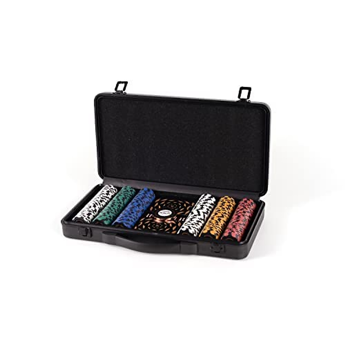 PLAYWUS Clay Poker Chips Set, Professional Poker Set with 300 Pcs 13 Gram Blank Chips, Cards, and Dice, Poker Set Aluminum Alloy Case for Texas Holdem, Blackjack Gambling