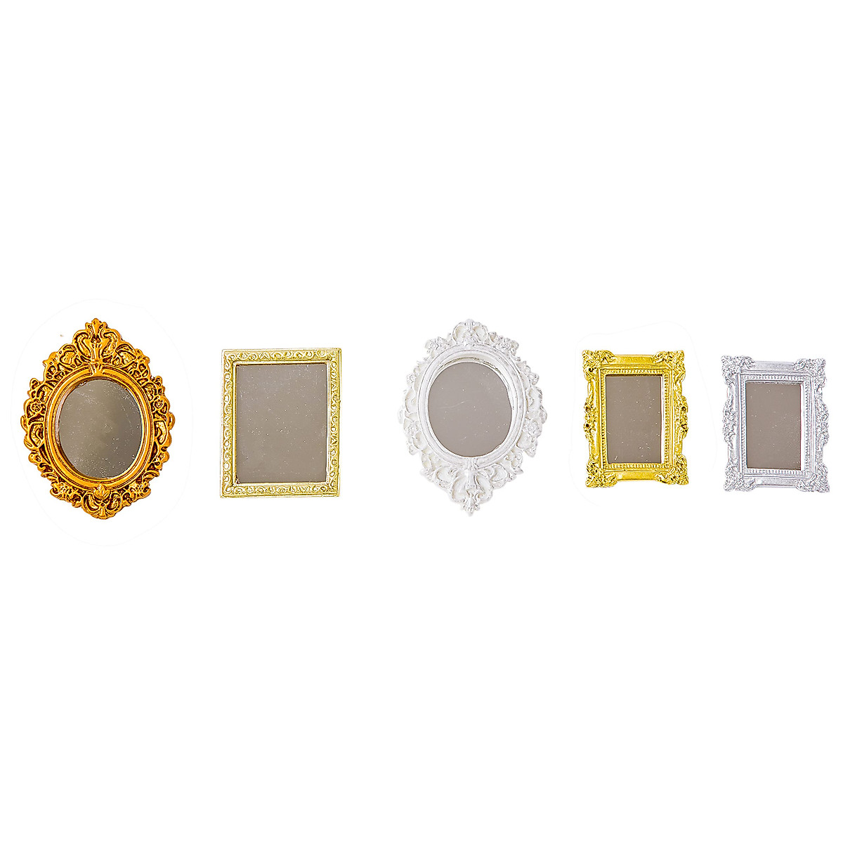 Birostiana 5pcs Miniature Dollhouse Accessories 1 12 Scale Miniatures Furniture Mirror Baroque Wall Mirror Mini Toys DIY Decor Ornament for Miniature Dollhouse Party Kit