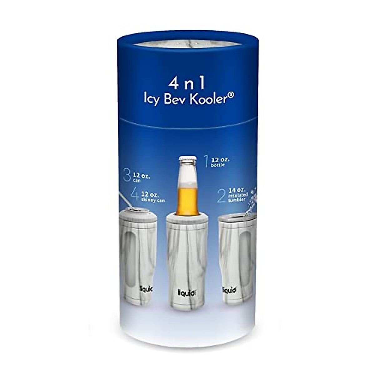 Icy Bev 4 in 1 Can or Bottle Insulator, Koozies to Keep Beer, Soda, Seltzer or More Ice Cold For 12 Hours. Insulated Can Cooler,Works Universally for Glass Bottles and Aluminium Cans,Insulated Tumbler