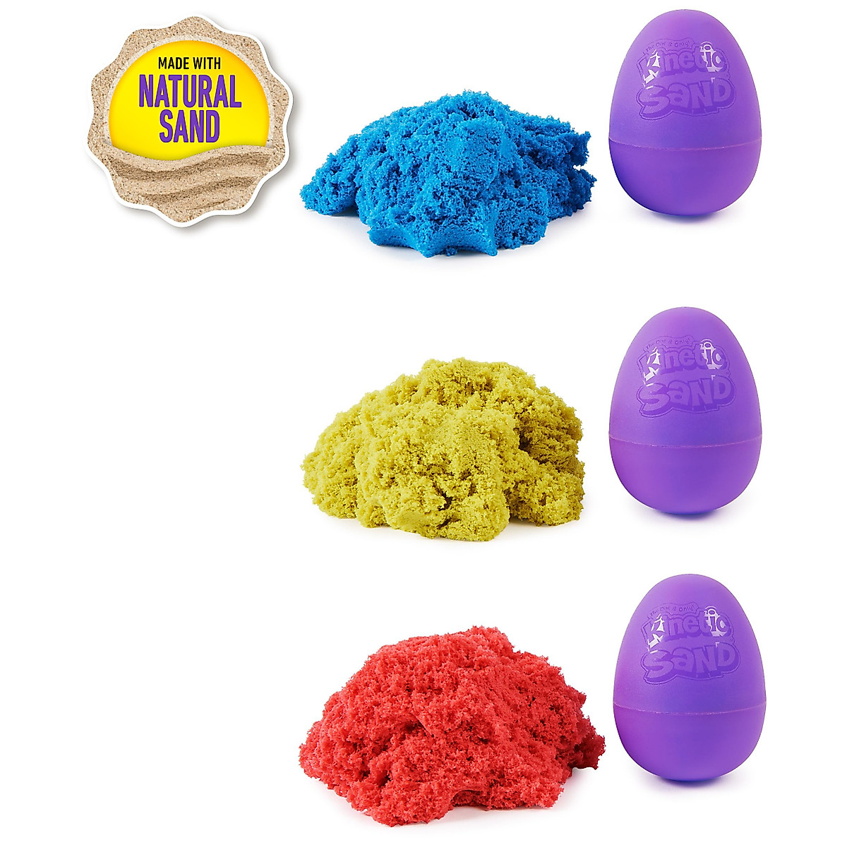 Kinetic Sand, 20-Pack Eggs with 3.3lbs Red, Yellow & Blue Play Sand for Egg Hunts, Party Favors & Goodie Bags, Sensory Toys for Kids Ages 3 and up