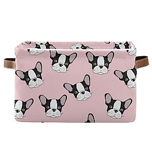 KEEPREAL French Bulldog Rectangle Storage Bin, 15 x 11 x 9.5 in, Collapsible Organizer Storage Basket for Home Décor