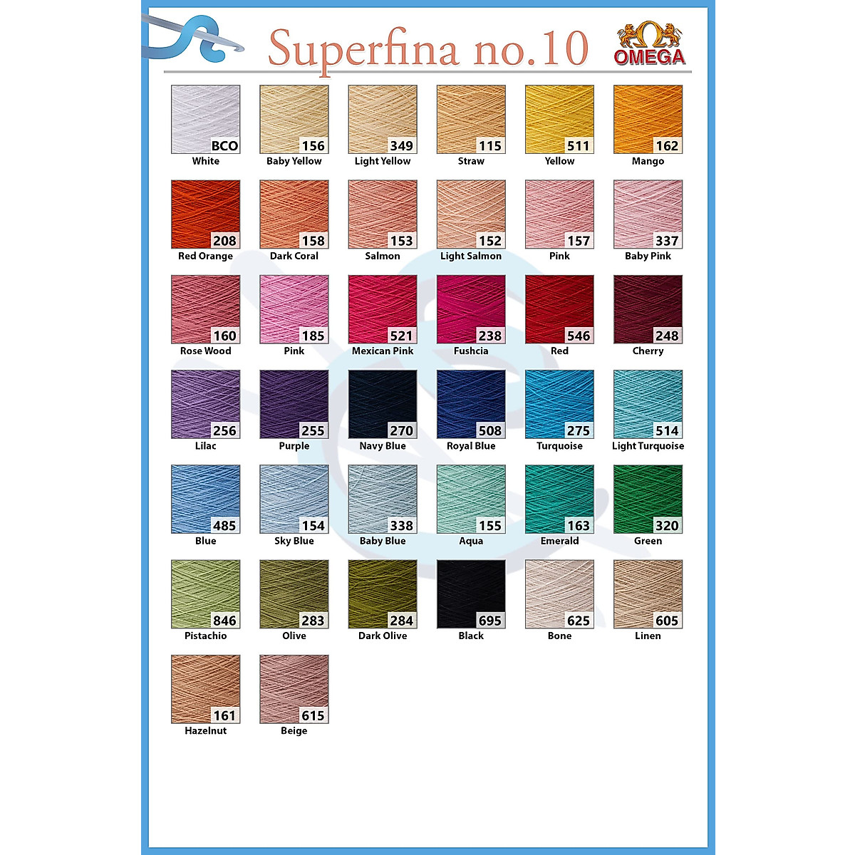 SUPERFINA NO.10 [240grs] - Omega | 100% Mercerized Cotton Yarn Ideal for Fine Crochet - Color: 27 - Blue 485