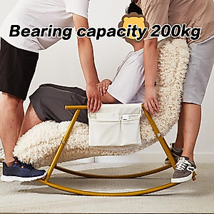 YNAYGDIUGD Upholstered Glider Rocker Chair,Outdoor Rocking Chair with Armrests,Patio Rocking Chair with Side Pockets,for Living Room, Hotel, Bedroom, Beige (Color : Gold)