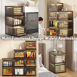 Maricruz Stackable Storage Bins With Lids,Storage Bins With Front Doors,Transparent Storage Cabinet,Stackable Closet Organizers Perfect For Home, Office,Dorm Room(4 Pack,Clear, 8gal)