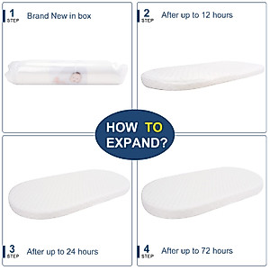 Wonder Living Baby Bassinet Mattress with Removal Waterproof Cover, Breathable, Hypoallergenic, Non-Toxic, Oval Shaped, Fits Portable Bassinets, 15" x 30"