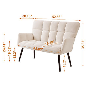 Holaki Loveseat Sofa, 52'' Small Couch Love Seat Couches with Quilted Back 2-Seater Settee for Small Spaces,Bedroom,Living Room(Beige)