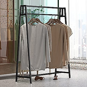 HOMEKAYT Black Metal Clothing Racks for Hanging Clothes, Modern Garment Rack Heavy Duty Display Rack for Home and Clothing Store 47''L-Black