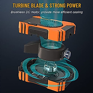 beheart Waist Clip Fan, Personal Cooling Necklace Fan, 3 Speed 5000mAh Power Bank and Spotlight