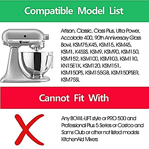 4.5-5 Quart Flex Edge Beater for KitchenAid Tilt-Head Stand Mixer,Upgraded Wing Shape Flat Beater with Flex Edge Bowl Scraper (Flex edge beater grey)