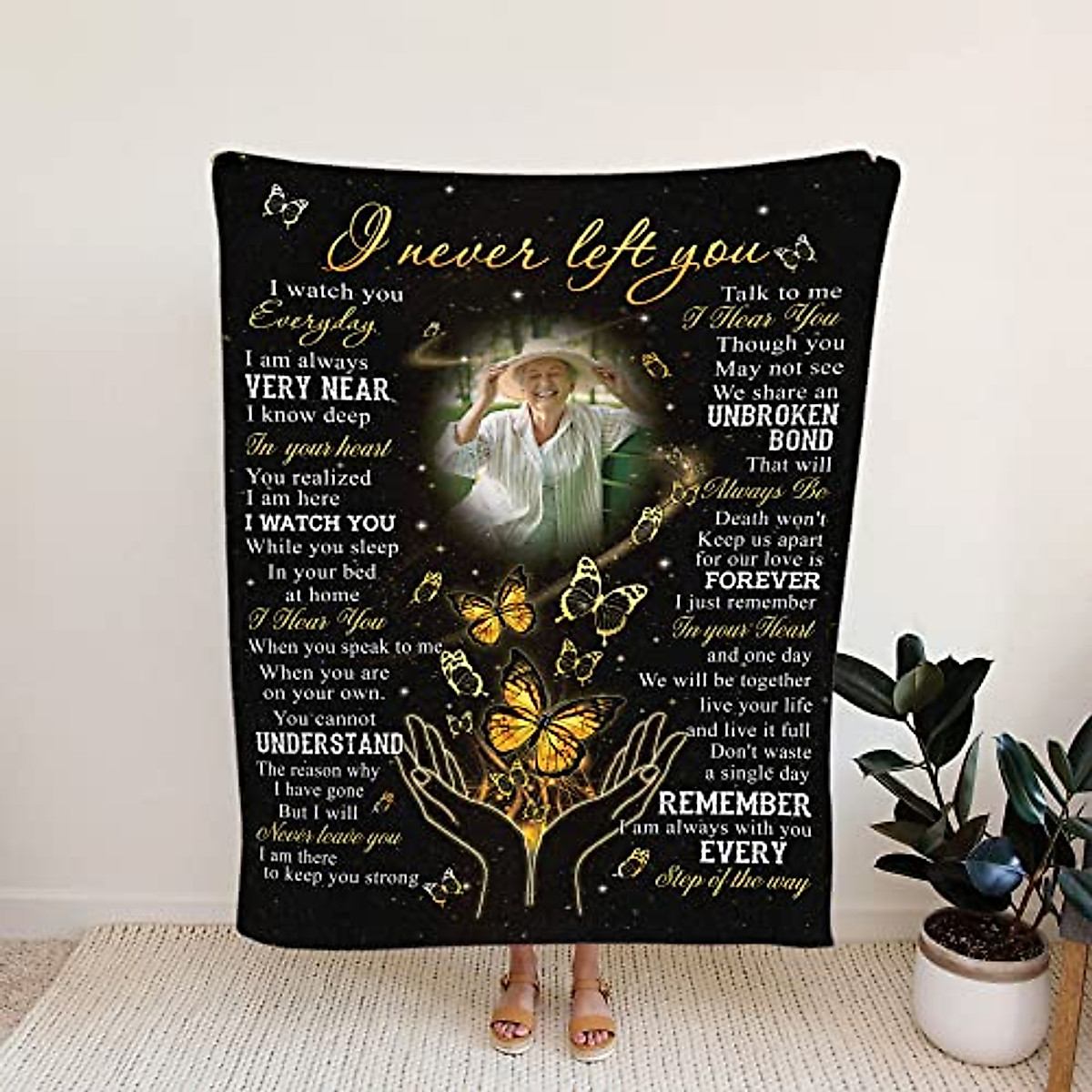 MUCHNEE Personalized Cardinals Memorial Throw Blankets, I Never Left You, in Loving Memory Blanket Gift for Loss of Loved One Mom Dad, Remembrance Sympathy Gift Blanket, Bereavement Condolence Gifts