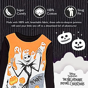 Disney Boys' The Nightmare Before Christmas 2-Piece Snug-Fit Cotton Pajamas Set, BEWARE JACK, 10