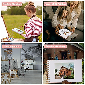 Yoment Sketchbook for Drawing Top Spiral Bound Sketch Pad for Kids 5.5" x 8.5" Hardcover Sketch Book(68lb/100gsm) Small Artist Drawing Blank Paper Notebook for Painting Sketching Pad with Pencil, Pink