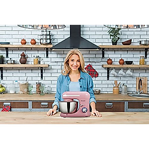 FRIGIDAIRE ESTM020-PINK 4.5L Retro Stand Mixer (Pink), 4.75 quart