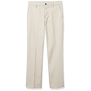 Amazon Essentials Men's Classic-Fit Wrinkle-Resistant Flat-Front Chino Pant (Available in Big & Tall), Stone, 38W x 32L