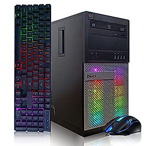 Dell Gaming PC Desktop Computer - Intel Quad I5 up to 3.6GHz, GeForce GTX 1660 Super 6G GDDR6, 32GB Memory, 128G SSD + 3TB, RGB Keyboard & Mouse, DVD, WiFi & Bluetooth 5.0, Win 10 Pro (Renewed)