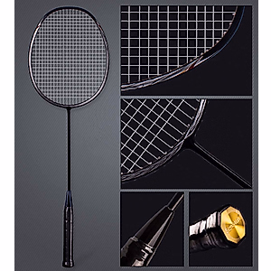 Senston N80 Badminton Racket Carbon-Fiber Badminton Racquet, Single Professional Badminton Racket Black Color