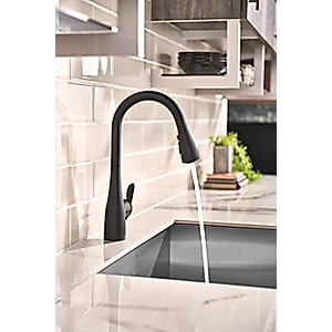 Moen Arbor Matte Black One-Handle Pulldown Kitchen Sink Faucet Featuring Power Boost and Reflex Docking System, Black Kitchen Faucet with Pull Down Sprayer, 7594BL