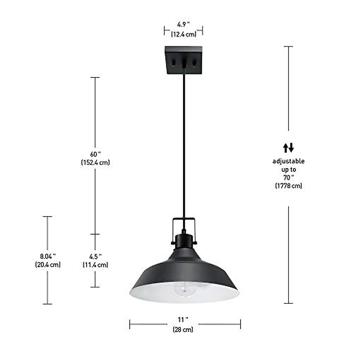 Globe Electric 44476 1-Light Outdoor Indoor Pendant Lighting, Matte Black, Textured Socket, Outdoor Lighting Modern, Outdoor Light Fixture, Porch Light, Kitchen Island, Pendant Light Fixture