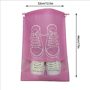 MAAYKOM Travel shoe bags with Rope for Women and Men Pouch Storage Packing Organizers, 6PCS Pink