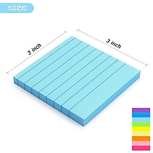Early Buy Lined Sticky Notes with Lines 3x3 Self-Stick Notes 9 Bright Color 9 Pads, 70 Sheets/Pad