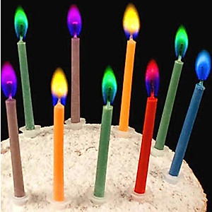 Birthday Cake Candles in Holders Cake Tricks and Decorations – Colors: red, Pink, Yellow, Blue, Green, Purple – 12 Pieces (12)