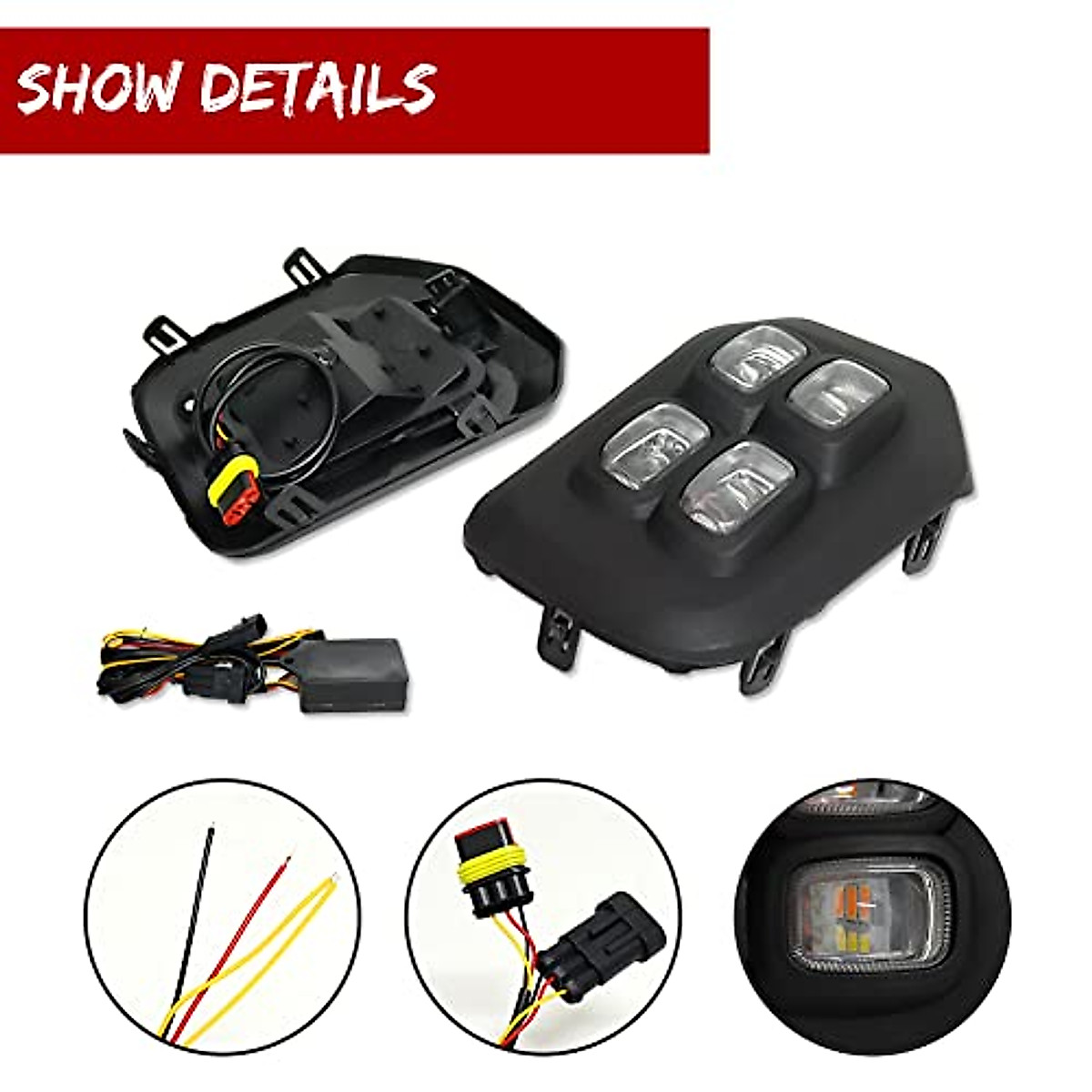 GTINTHEBOX for 2016 2017 2018 2019 2020 2021 2022 Toyota Tacoma 4-Eyes DRL LED Fog Lights Amber Turn Signal Lamps White Daytime Running Lights