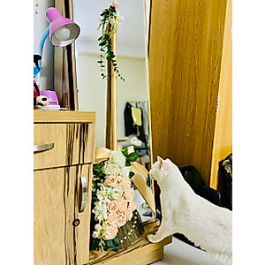 TTS For Home - Wedding Brooms Bride Bridegroom, Jumping The Broom for Wedding, Natural Whisk Broom with Ribbons, Artificial Pearl, Leaves,Roses for Decorative Wedding