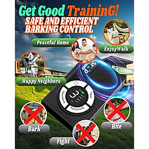 Anti Barking Device, 1500 mAh Rechargeable Ultrasonic Dog Barking Deterrent Devices Safe for Dogs, 2-in-1 Dog Barking Control Devices Up to 50 Ft Range Dog Training & Behavior Aids