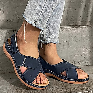 JMMSlmax Women's Platform Wedge Comfort Slide Sandals-Shock Absorbtion Breathable Arch Support Indoors Or Outdoors Slip On