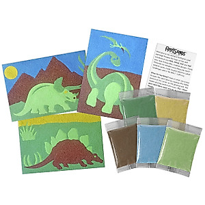 Activa ArtiSands Dinosaurs Sand Art Board Craft Kit, 3 Designs & 5 Sand Colors | No Scissors, No Glue, No Mess!