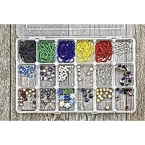 SE Large Plastic Translucent Storage Container with 18 Adjustable Sections - 87064DB