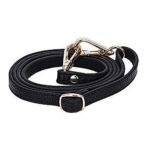 VanEnjoy Full Grain Leather Adjustable Replacement Strap Cross Body Bag Purse, 26-51 inch Gold Hardware 1.2 CM Width (Black-Gold Buckles)