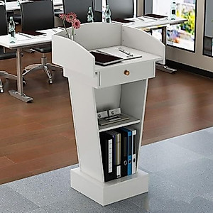 EESHHA Lectern Lecterns Minimalist Podium Stand with Drawers and Open Storage Lecterns Wood Conference Table Portable Teacher Podiums