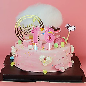 3inch Birthday Number Candle, 3D Candle Cake Topper with Crown Cake Numeral Candles Number Candles for Birthday Anniversary Parties (Pink; 4)