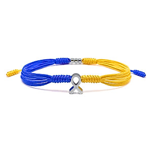 HARACRAFT Down Syndrome Awareness Bracelet, Bracelet For A Cause, Awareness Ribbon Bangle, Health Wristband for Protection Surfer String Bracelet for Men, Women (Down Syndrome)