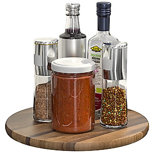 Lazy Susan Turntable for Cabinet - 9.85" Acacia Wood Lazy Susan Organizer for Kitchen Countertop Pantry Coffee Table, Vanity Tray for Perfume Dresser Tops Bathroom Counter Home Decoration