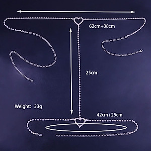 Rumtock Rhinestones Silver Heart Pendant Leg Chain Thigh Chain Women Girls Glitter Body Jewelry