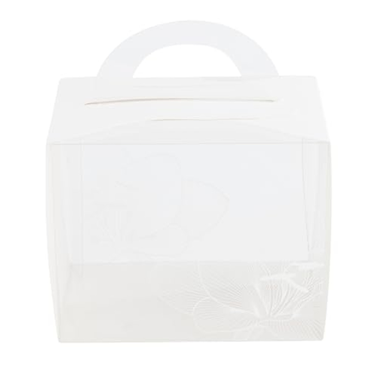 Restaurantware-5 Inch x 3.25 Inch Individual Cupcake Boxes, 100 Disposable Cupcake Display Boxes - With Handle, Lotus Accent, Clear Plastic Single Cupcake Containers, For Weddings Or Birthdays