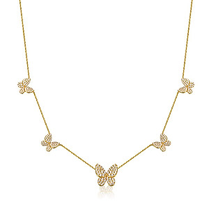 SUNXN Butterfly Necklace Dainty Charm Choker Pendant Necklace for Women Jewelry Birthday Gifts (Gold38)