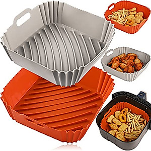 Actvty Silicone Liners Square 2 Pcs Air Fryer Silicone Basket, 8.5 Inches Non-stick Food-grade Silicone Baking Tray Reusable Air Fryer Inserts for 4 to 7 QT Air fryer Basket