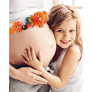 Pumpkin Maternity Sash Mom to Be & Daddy to Be Baby Shower Corsage Set Fall Pumpkin Sash and Pins for Baby Shower Gender Reveal Keepsake Photography Pregnancy Flower Belly Belt Souvenir Supplies